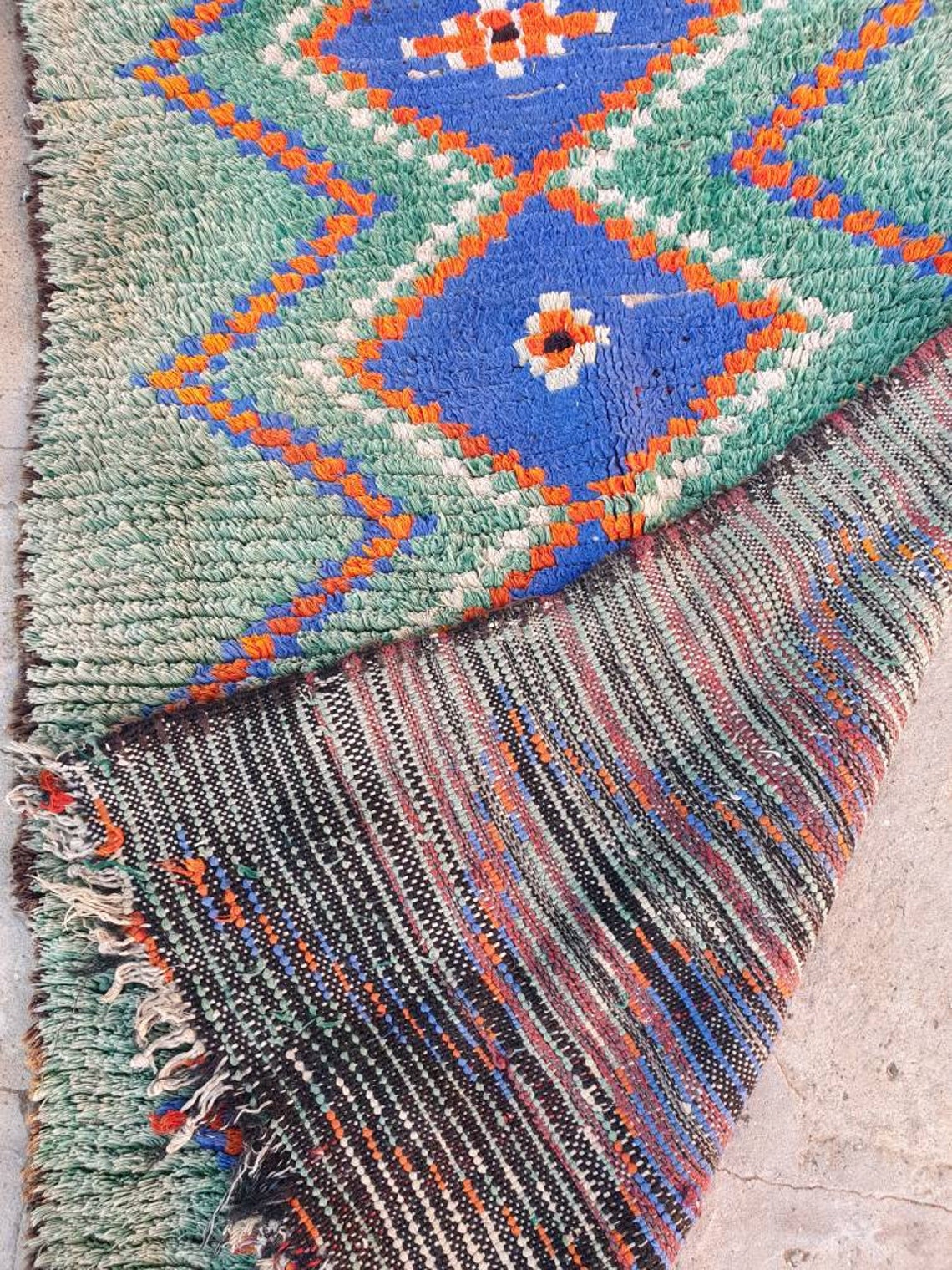 Blue Vintage Moroccan Runner Rug, Narrow Authentic Boujaad Runner ...