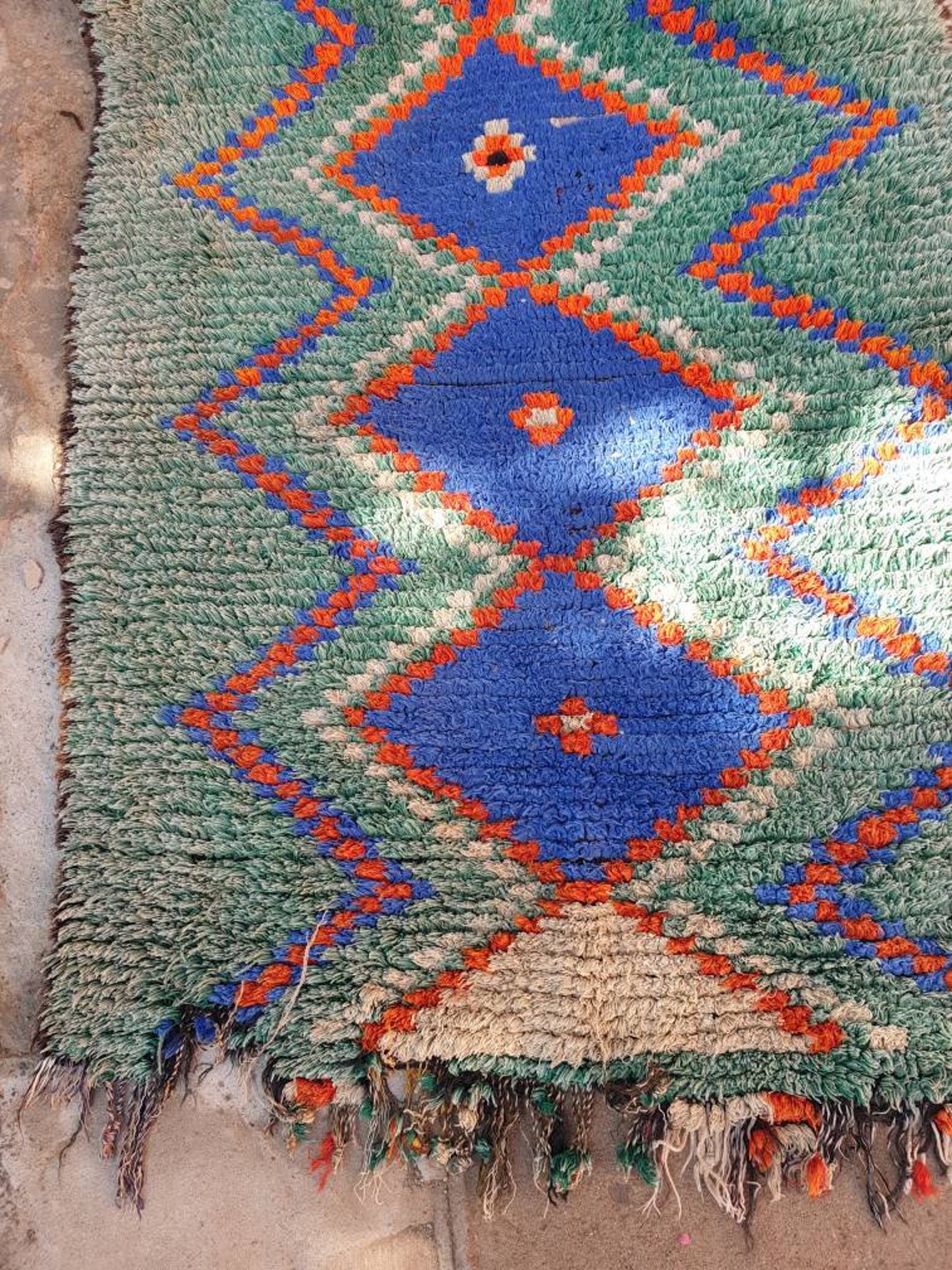 Blue Vintage Moroccan Runner Rug, Narrow Authentic Boujaad Runner ...
