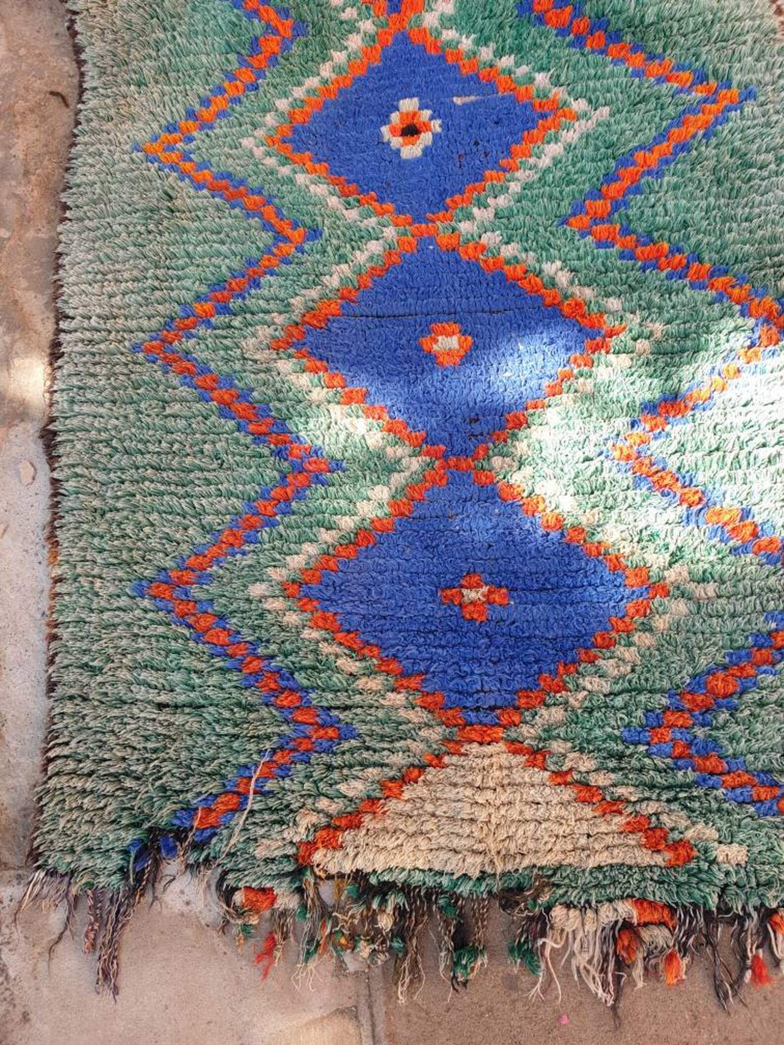 Blue Vintage Moroccan Runner Rug, Narrow Authentic Boujaad Runner ...