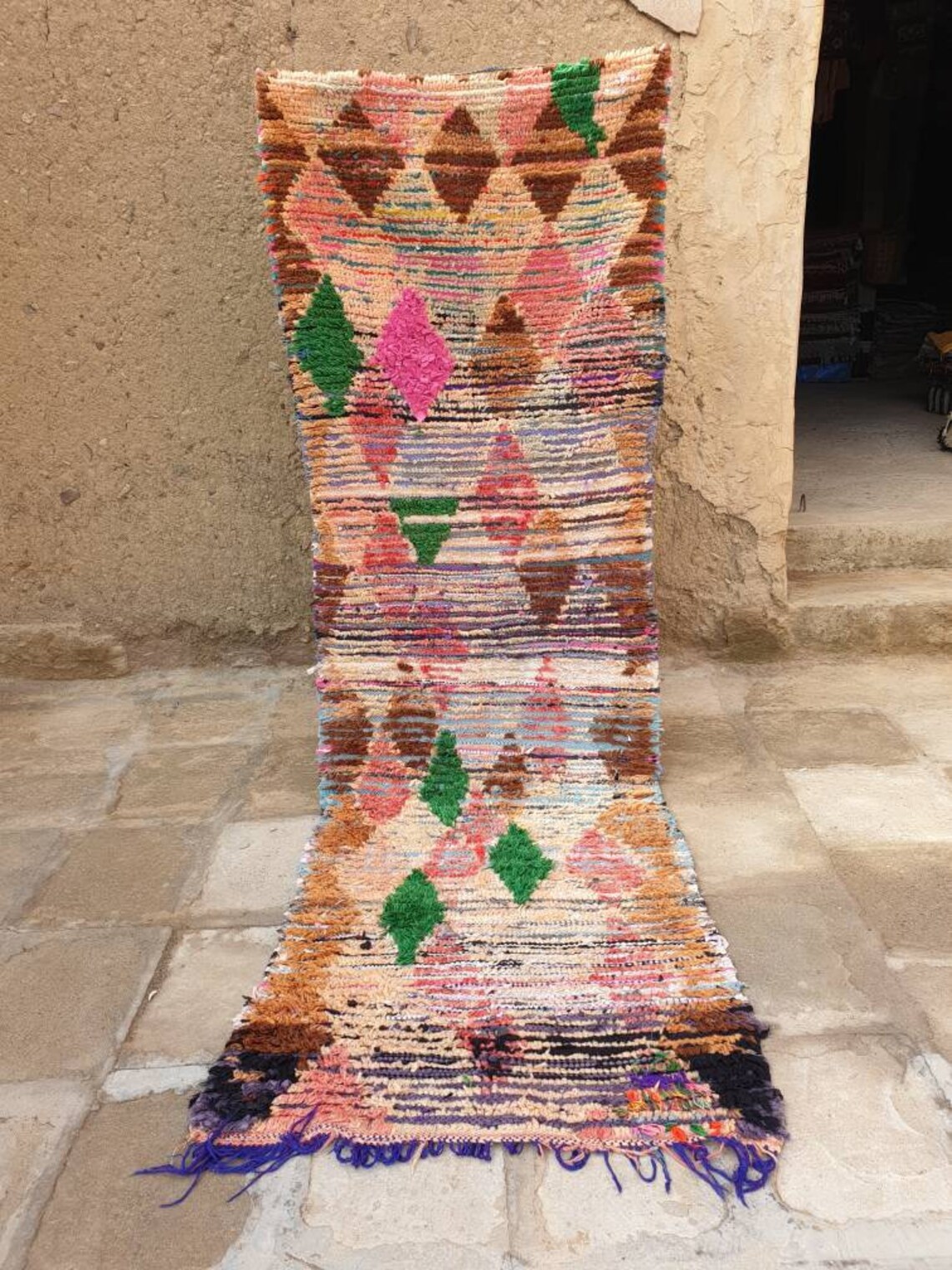 Vintage Moroccan Runner Rug 9x3 Ft, Authentic Boujaad Runner, Vintage ...