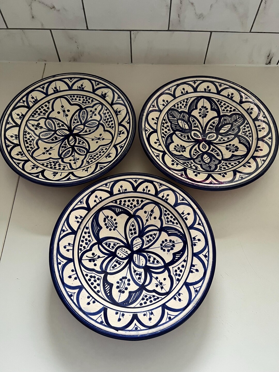 Blue and White Moroccan Ceramic Plates, Handmade and Hand-painted in ...