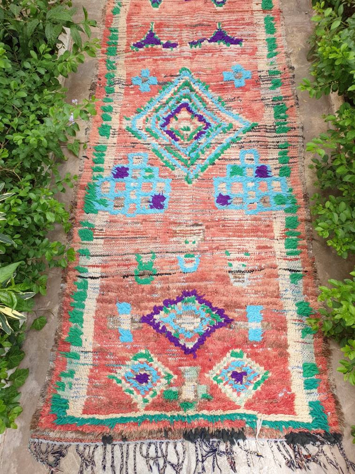 Rustic Moroccan Runner Rug, Pink Boujaad Runner, Tapis Maroc, Kitchen ...