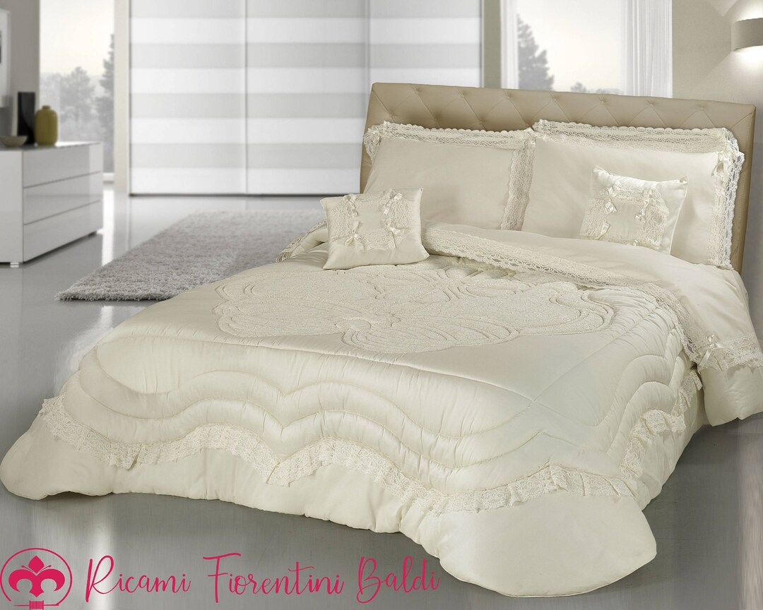 Elegant Comforter With Lace. Luxury Bedding Set. Fancy Italian Bedding ...