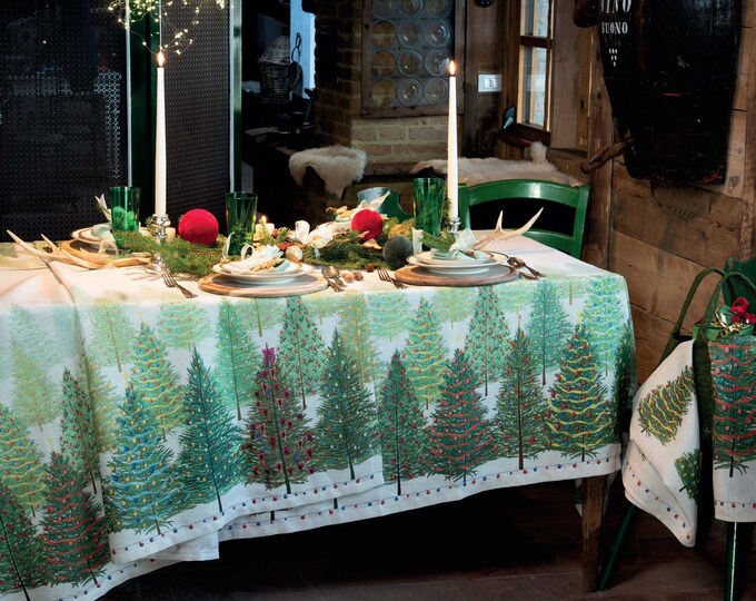 Christmas Tablecloth Cotton Tablecloth Table Linens Christmas Gnomes ...