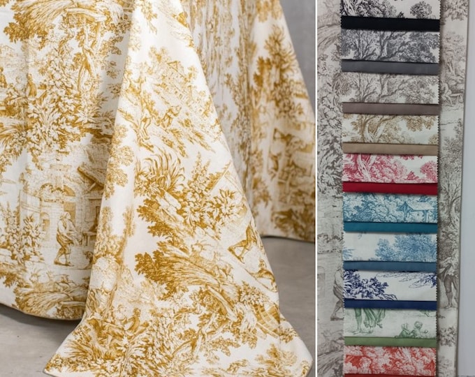 Toile De Jouy Tablecloth Pastoral and Countryside Print Pink Cotton ...