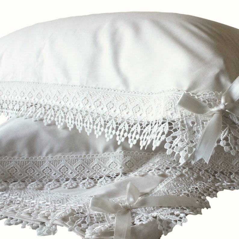 White Bed Sheet Set With Lace Edge. Victorian Bedding. White Lace ...