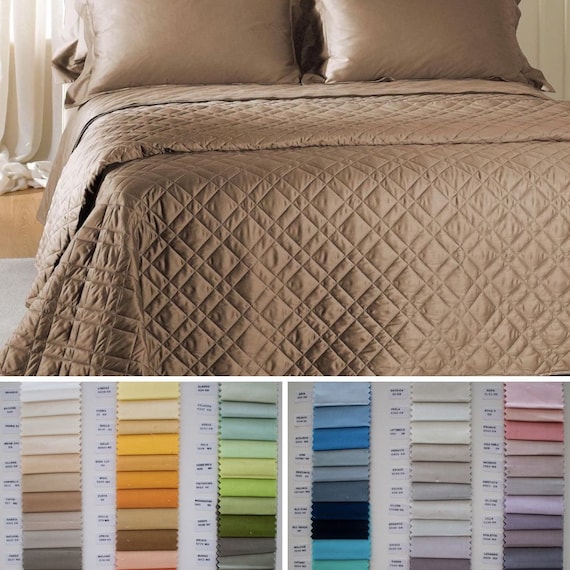 Satin Bedspread Quilt Blanket Custom Quilt King Queen Full Oversized. Coloured Bedspread Modern Italian Quilt. Quilts for Sale Etsy UK
