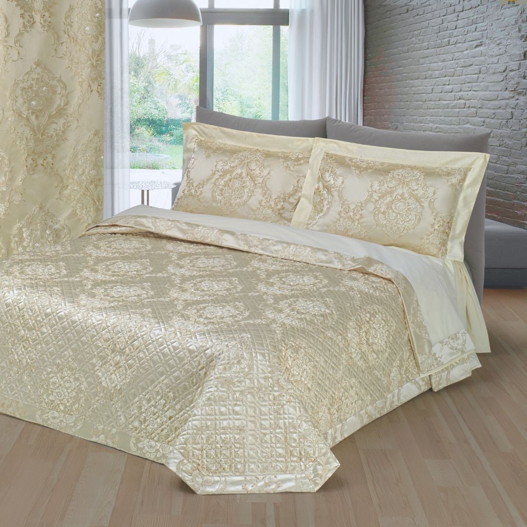 Luxury Bedspread With Rhinestones. Quilt Gold Color. Luxury Coverlet ...