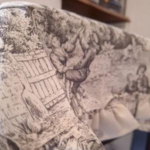 Ruffled Toile De Jouy Tablecloth. 100% Cotton. Toile De Jouy Colored ...