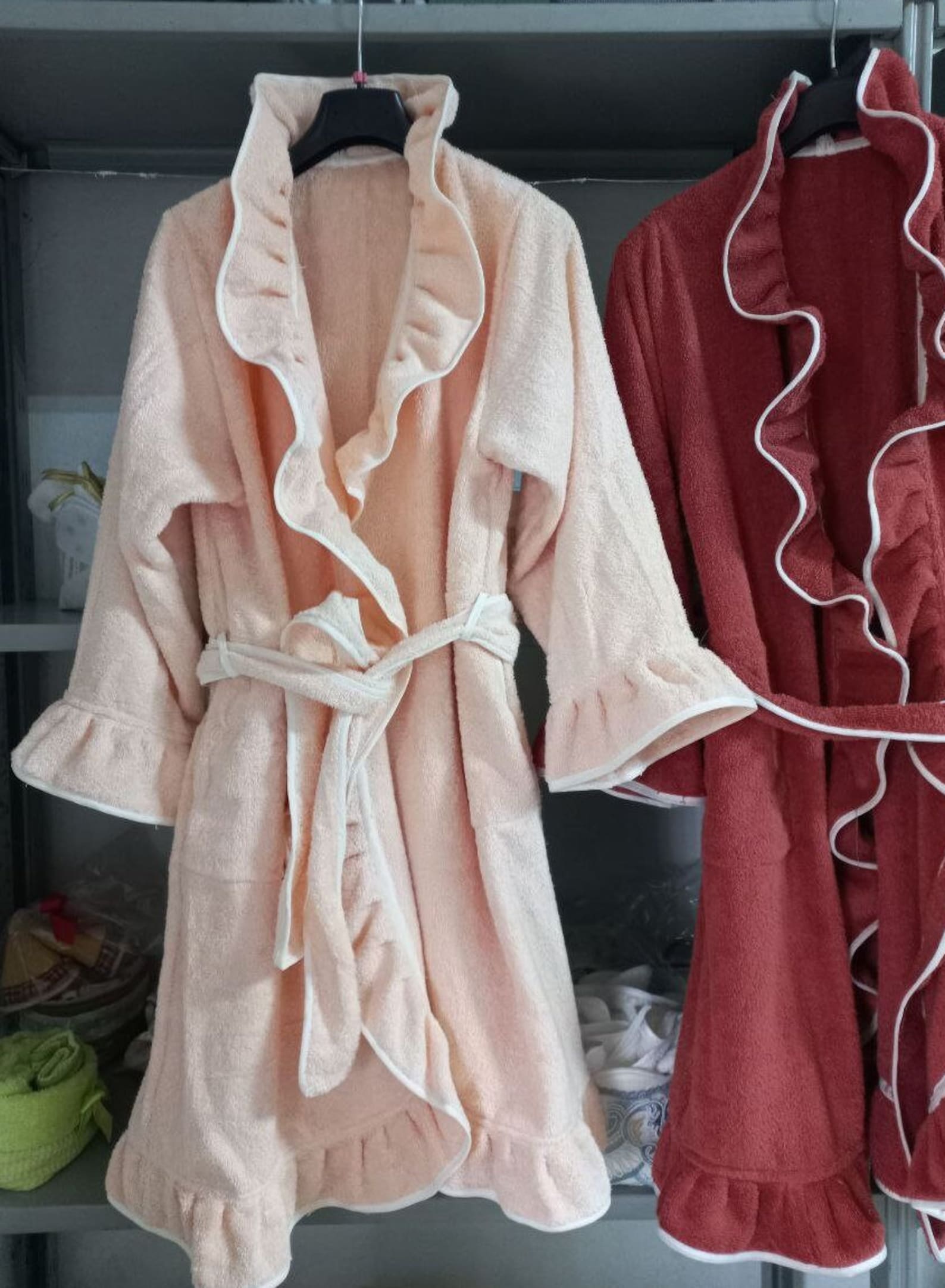 Terry Bathrobe Woman. Bathrobe With Ruffles, Luxury Bathrobe, Custom ...
