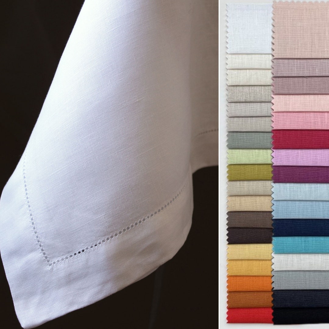 Italian Linen Tablecloth With Hemstitched Edge, Colour of Your Choise ...