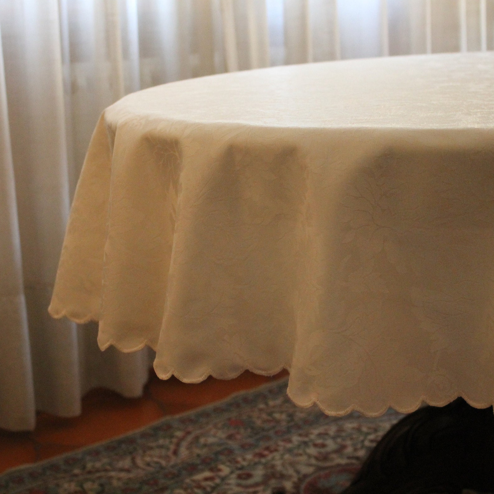 Tablecloth Stain Resistant, for Round or Oval Table,no Wrinkes,no Iron ...
