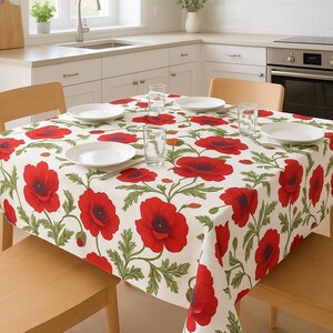 Poppy Tablecloth With a Cotton Ribbon Edge. 100% Cotton. Round, Oval ...