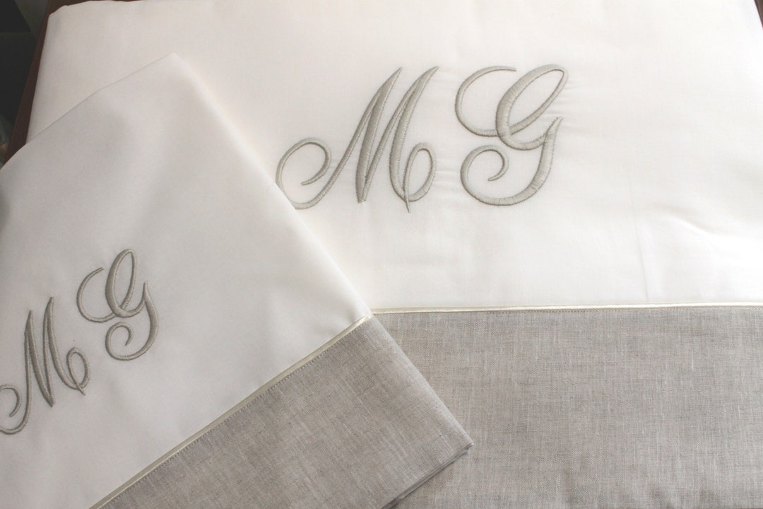 Monogrammed Sheet Set. Made in Italy. Best Gift for Wedding, Graduation ...