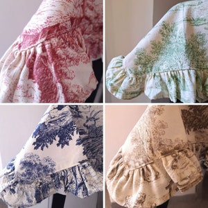 Ruffled Toile De Jouy Tablecloth. 100% Cotton. Toile De Jouy Colored ...