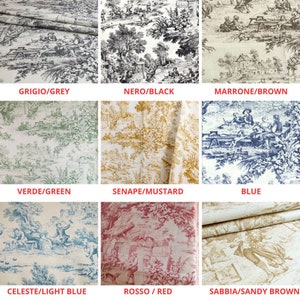 Ruffled Toile De Jouy Tablecloth. 100% Cotton. Toile De Jouy Colored ...