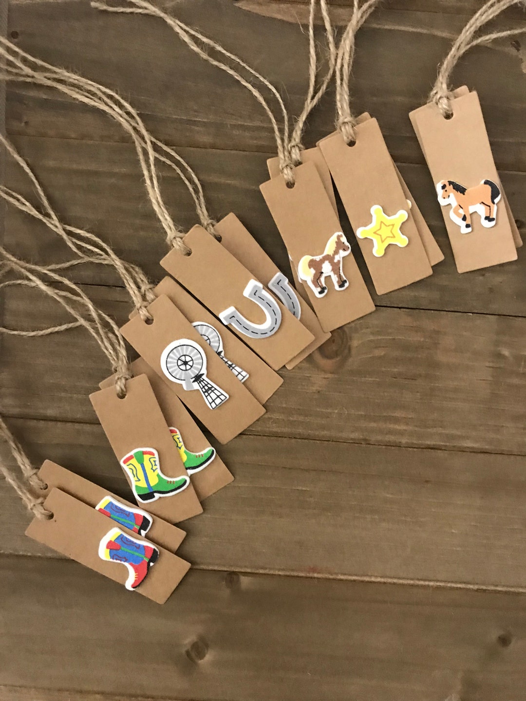 Set of 14 Western Theme Gift Tags, Birthday Party Gift Tags, Table ...