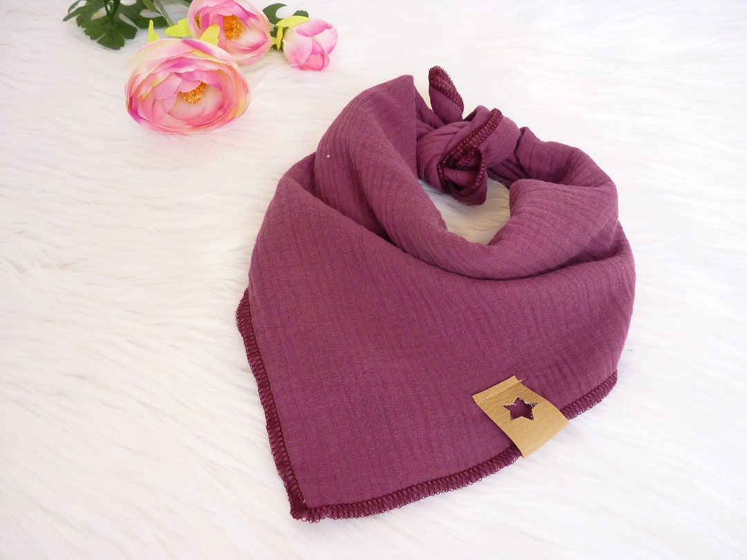 Muslin Children's Scarf, 45 X 45 Cm or 50 X 50 Cm, Berry Plain (also ...