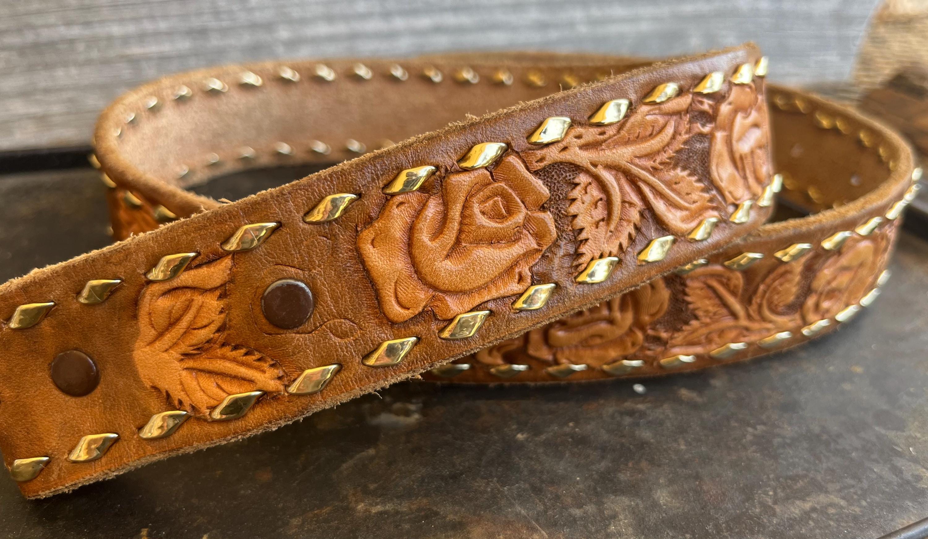 MARIAN Vintage Leather Tooled Name Belt Marian Vintage Western ...