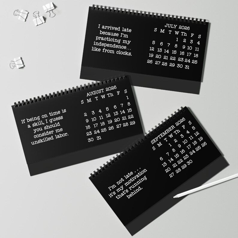 Funny Calendar for Chronically Late - 2026 Desktop Calendar | Employee ...