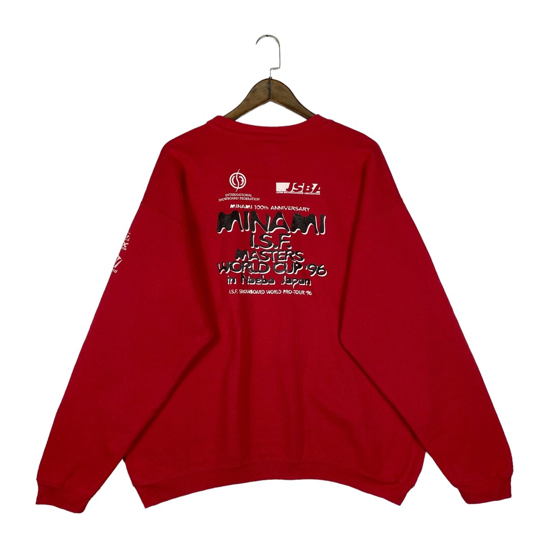 Vintage Minami ISF Snowboard World Pro-tour 1996 Sweatshirt Crewneck Red Pullover Jumper Size L ...