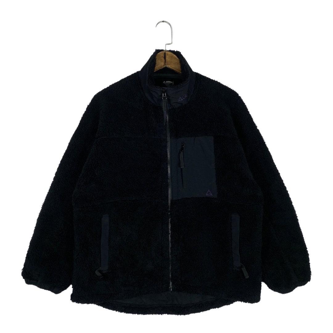 Vintage Gerry USA Full Zip Fleece Sweater Black Pullover Size L - Etsy