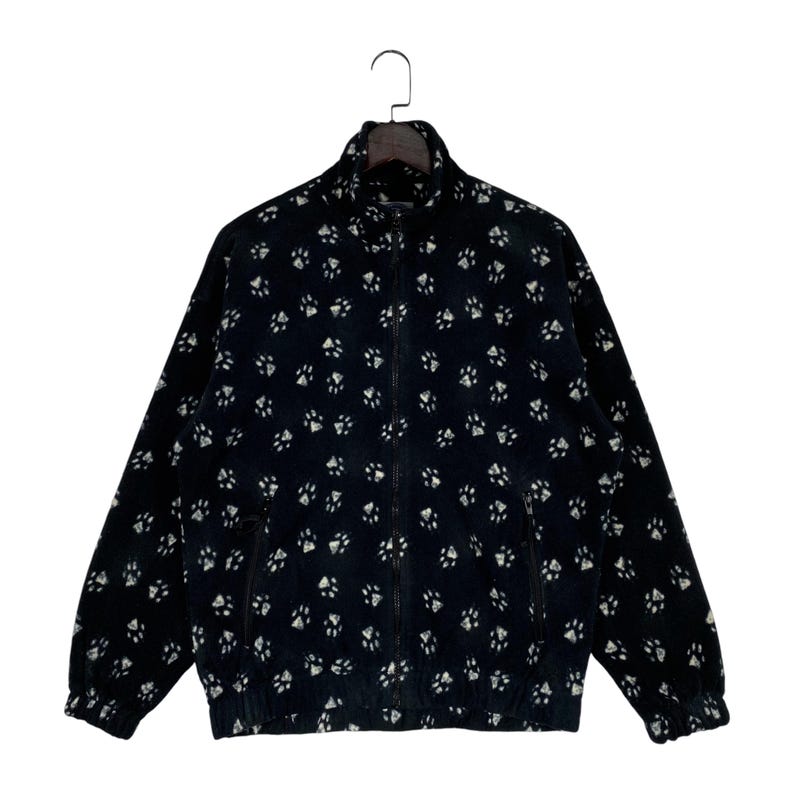Vintage Jack Wolfskin Full Print Full Zip Sweater Black Pullover Jumper ...