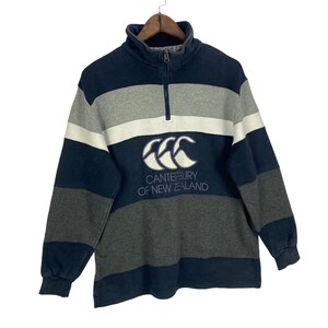 Vintage Canterburry of New Zealand Halfzip Pullover Sweatshirt Big Logo Spellout Made in Japan ...