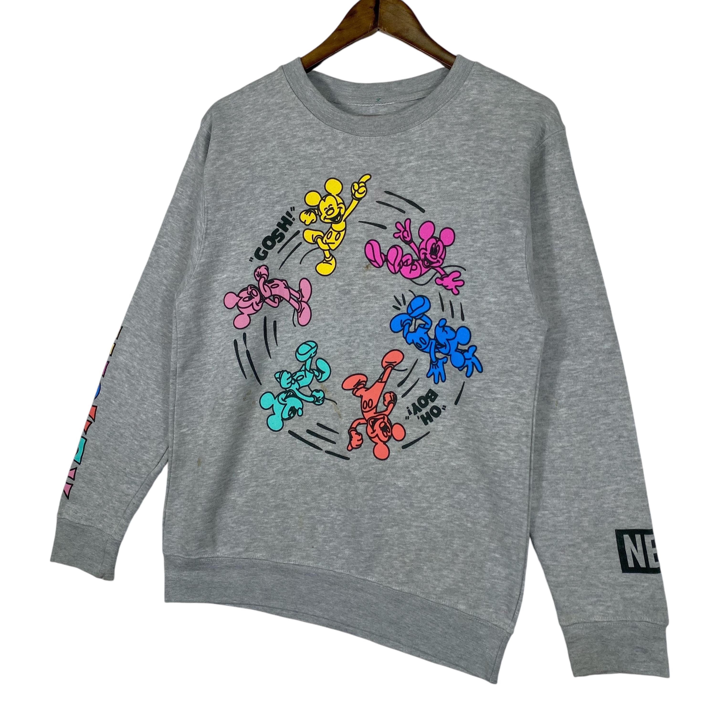 Vintage Neff X Disney Mickey Mouse Crewneck Sweatshirt Grey Pullover ...