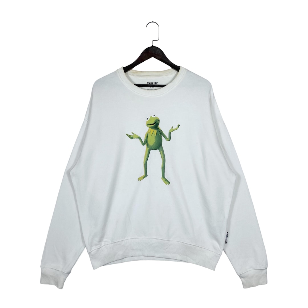 Vintage Disney Kermit the Frog Sweatshirt Crewneck White Pullover ...