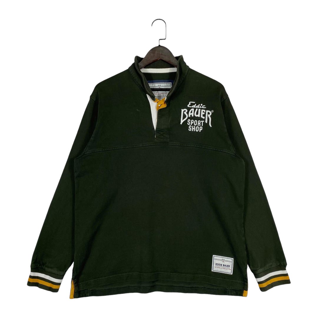 Vintage Eddie Bauer Japan Rugby Polo Shirt Green Long Sleeve Size L - Etsy