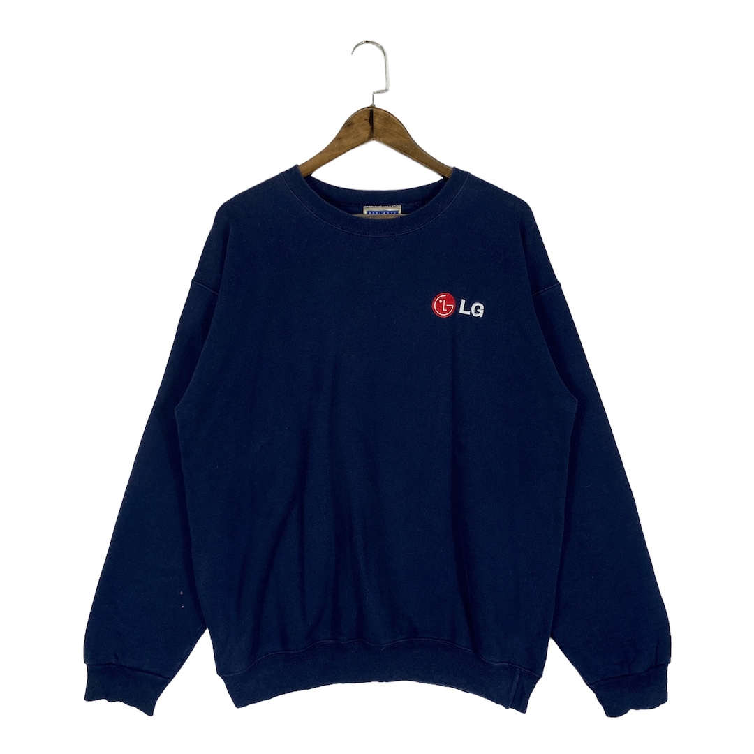 Vintage LG Lucky Goldstar Sweatshirt Crewneck Navy Blue Small Logo ...
