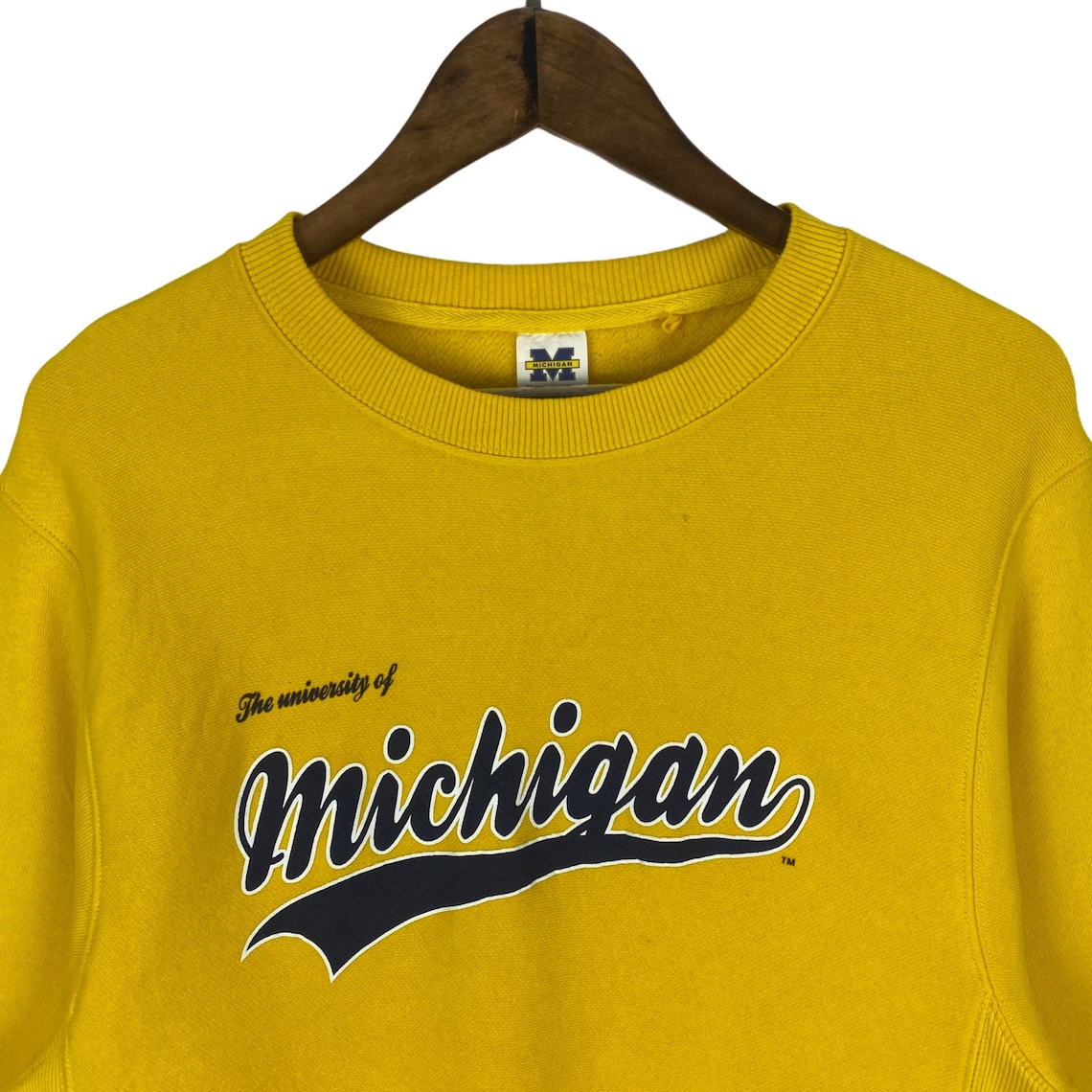Vintage University Of Michigan Crewneck Sweatshirt Yellow Big | Etsy