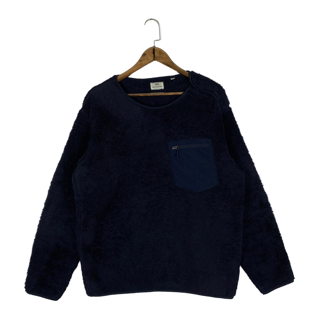 Engineered Garments Uniqlo Fluffy Fleece Sweater Navy Blue Crewneck ...