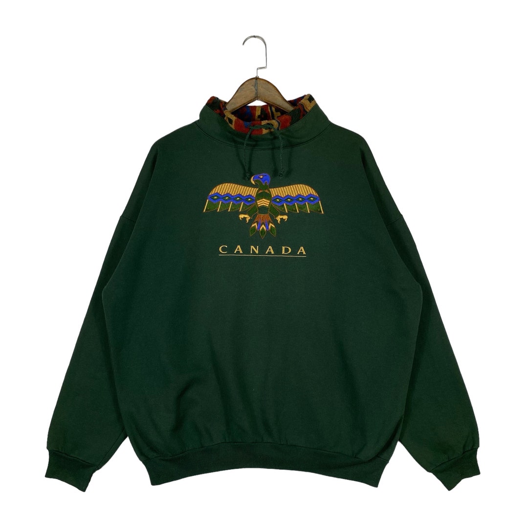 Vintage 80/90s Canada Sweatshirt Made in Canada Green Embroidered Logo ...