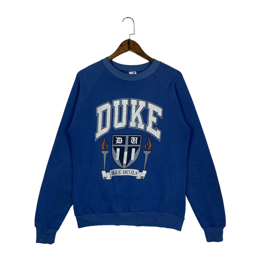 Vintage 80s Duke University Blue Devils Sweatshirt Crewneck Big Logo ...