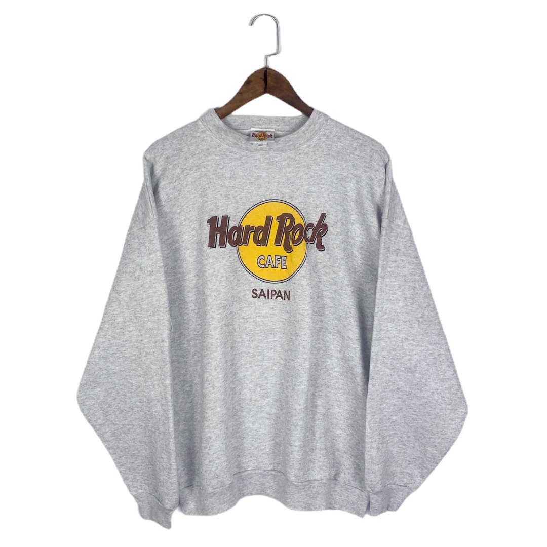 Vintage 90s Hard Rock Cafe Saipan Sweatshirt Crewneck Big Logo Grey ...