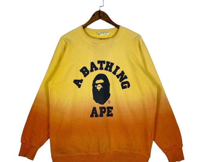 Vintage Bape A Bathing Ape Gradient Sweatshirt Crewneck Big Logo Made ...