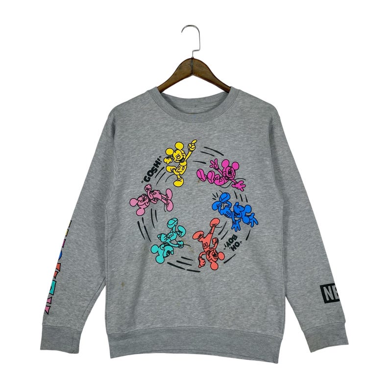 Vintage Neff X Disney Mickey Mouse Crewneck Sweatshirt Grey Pullover ...