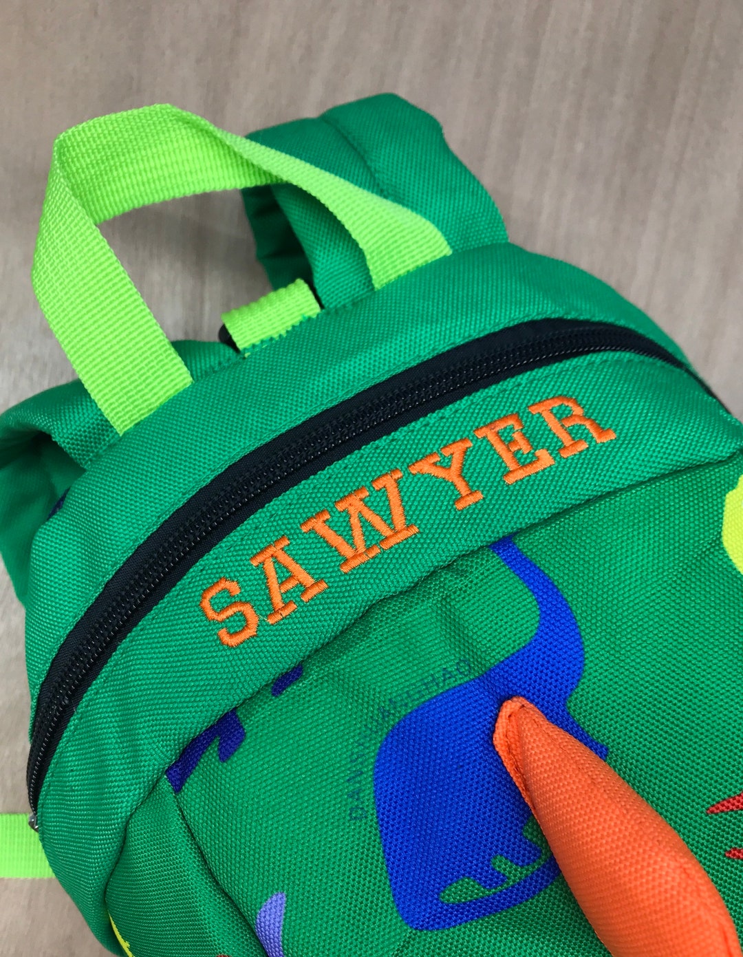 Kids Dinosaur Toddler Backpack Name Embroidered Green Red Blue ...
