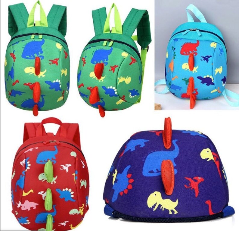 Kids Dinosaur Toddler Backpack Name Embroidered Green Red Blue | Etsy
