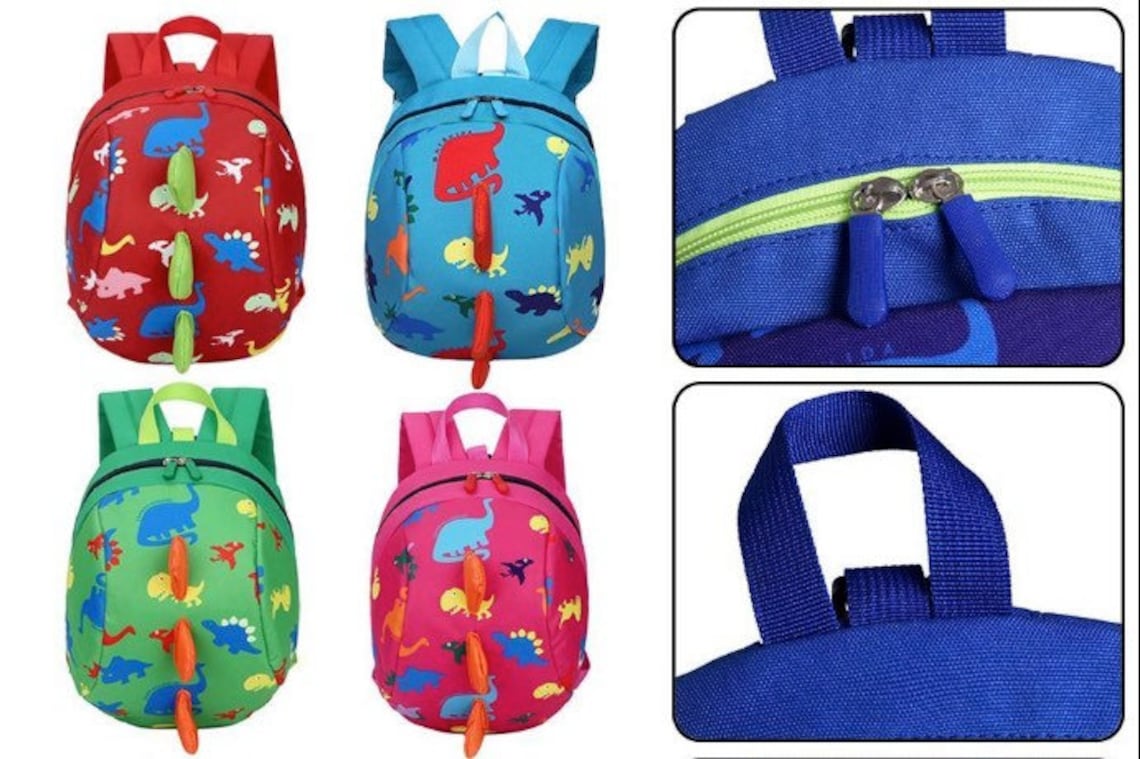 Kids Dinosaur Toddler Backpack Name Embroidered Green Red Blue | Etsy