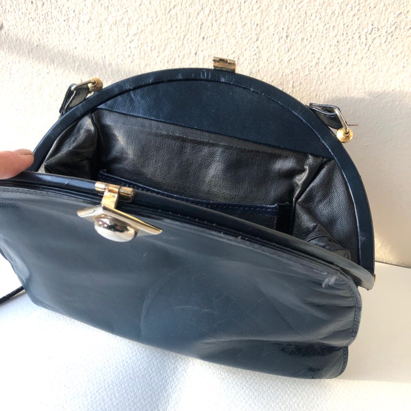 Blue Leather 80s Bag - Etsy
