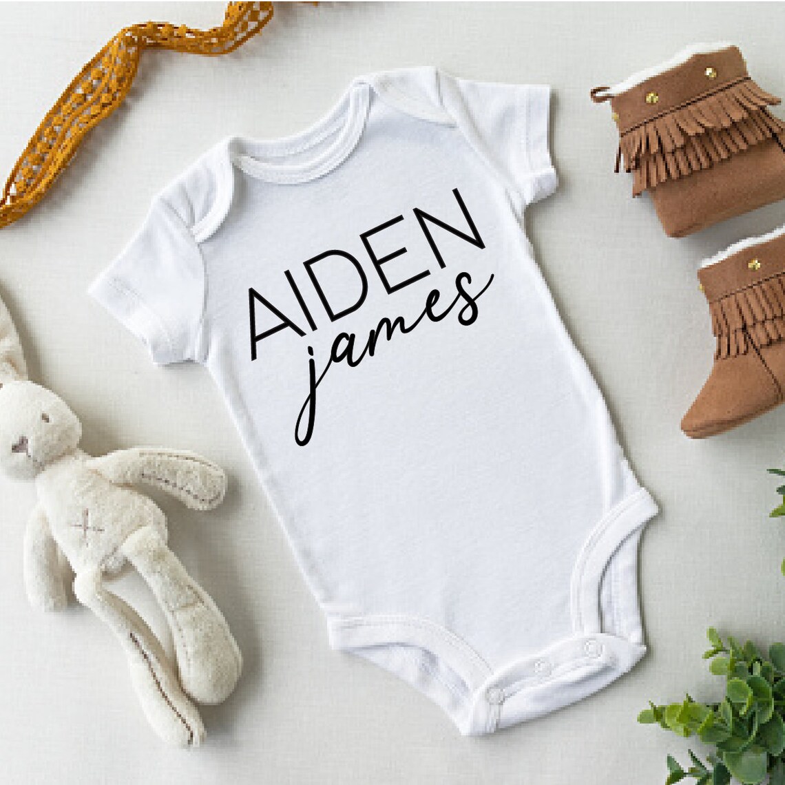 Custom Baby Name Onesie | Baby Name Announcement | Newborn Baby Clothes ...