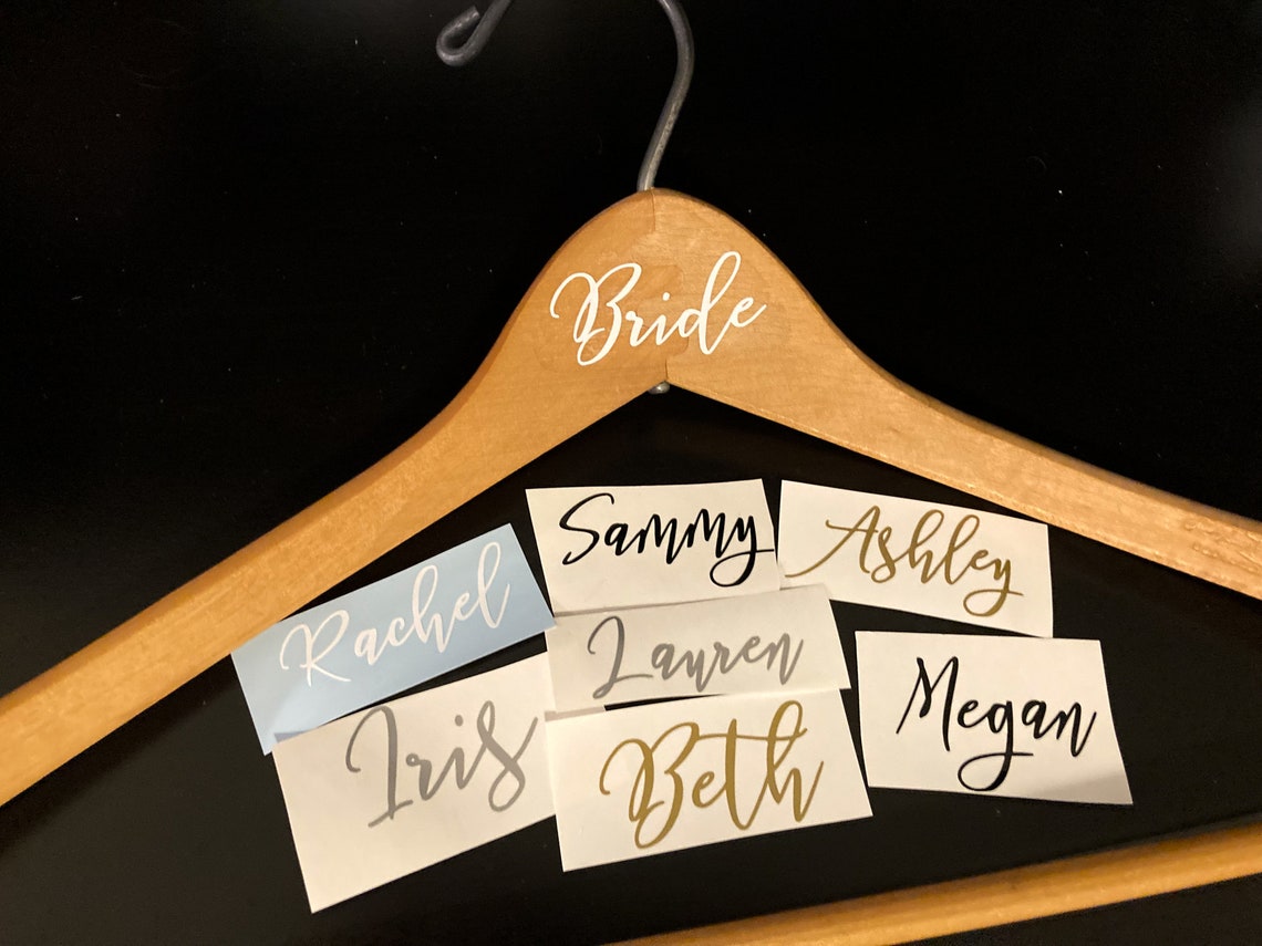 Wooden Hanger Decals, Wedding Hangers, Bridal Party Hangers, Bridesmaid ...