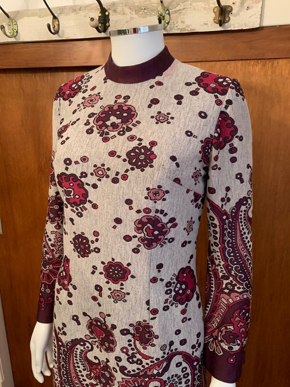 1960s 1970s vintage mod midi dress paisley pattern fl… - Gem