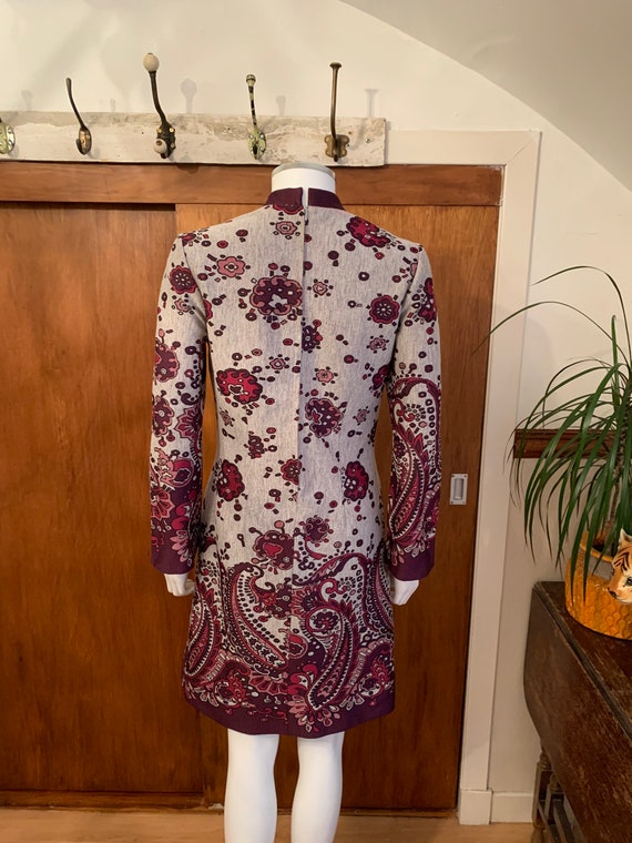 1960s 1970s vintage mod midi dress paisley pattern fl… - Gem