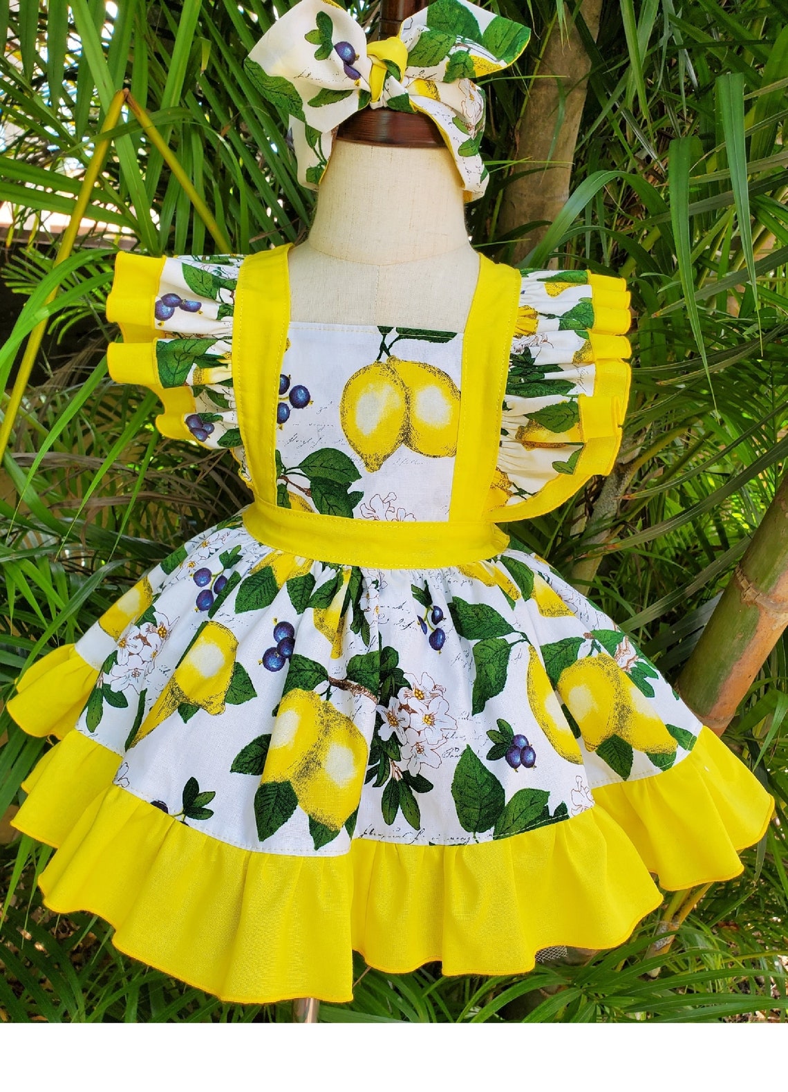 Spring Dress Pinafore Dress With Lemons Summer Dress Toddler Dress ...