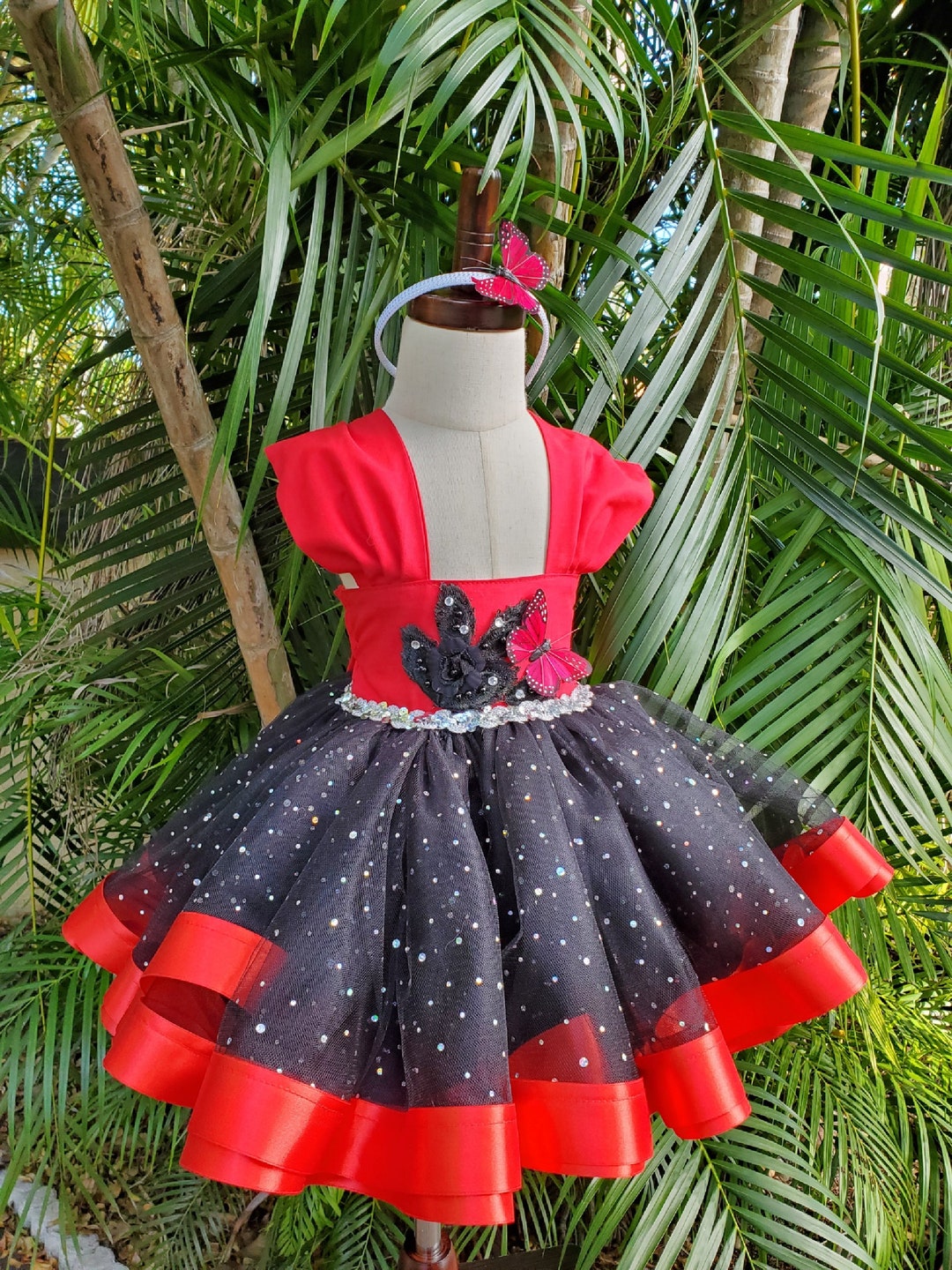 Halloween Dress Girl Dress Red Butterfly Dress Red Butterfly Costume ...
