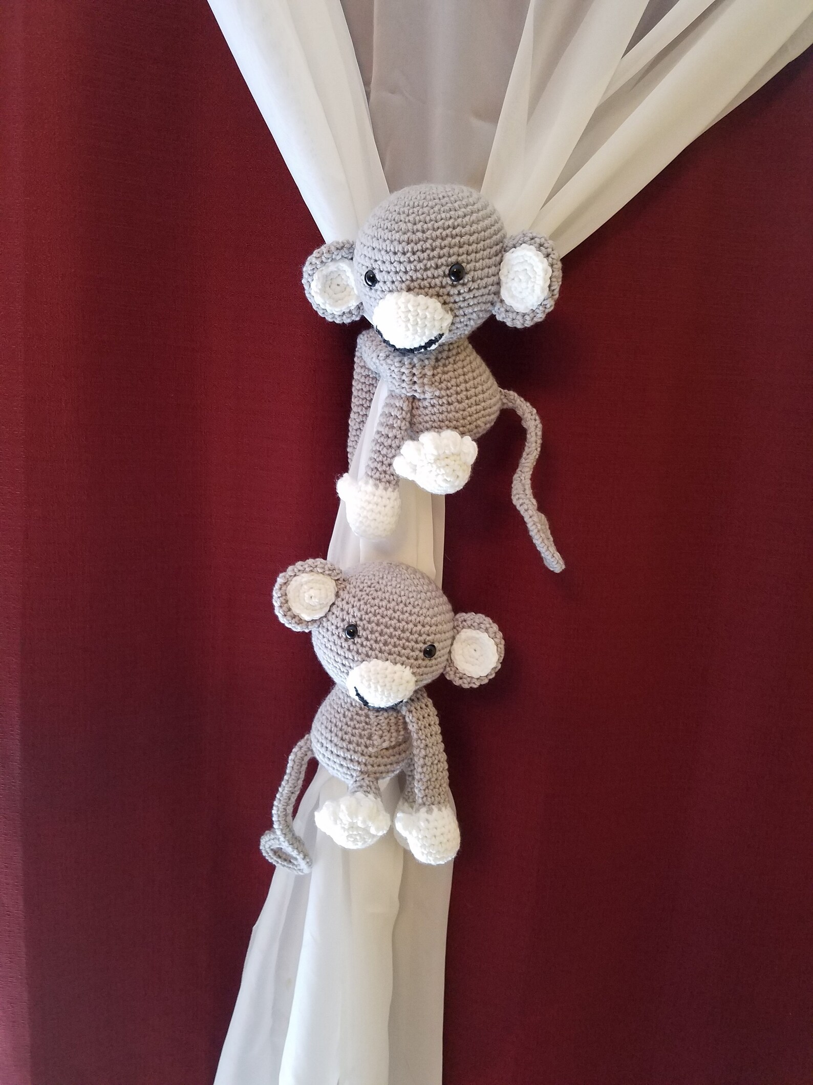 Set of Monkey Curtain Holders, Tie Back, Nursery Room Decor, Animals ...